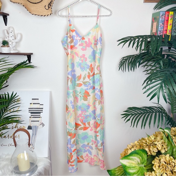 J.ING | Dresses | Jing Macaroon Floral Print Midi Slip Dress | Poshmark